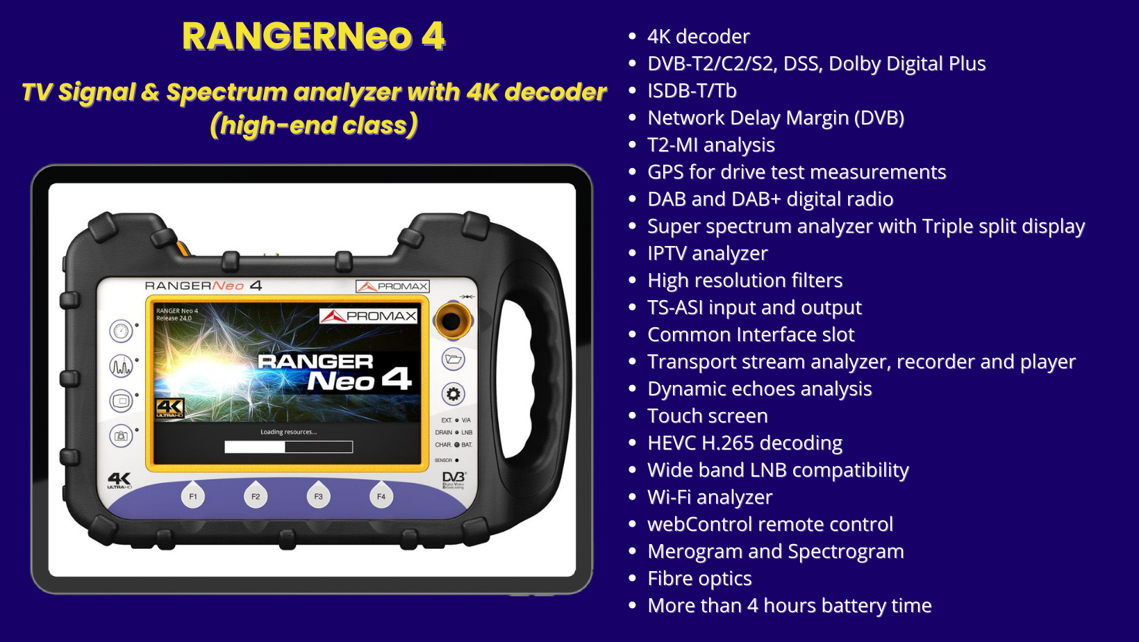 Rangerneo 4 Tv Signal And Spectrum Analyzer With 4k Decoder High End
