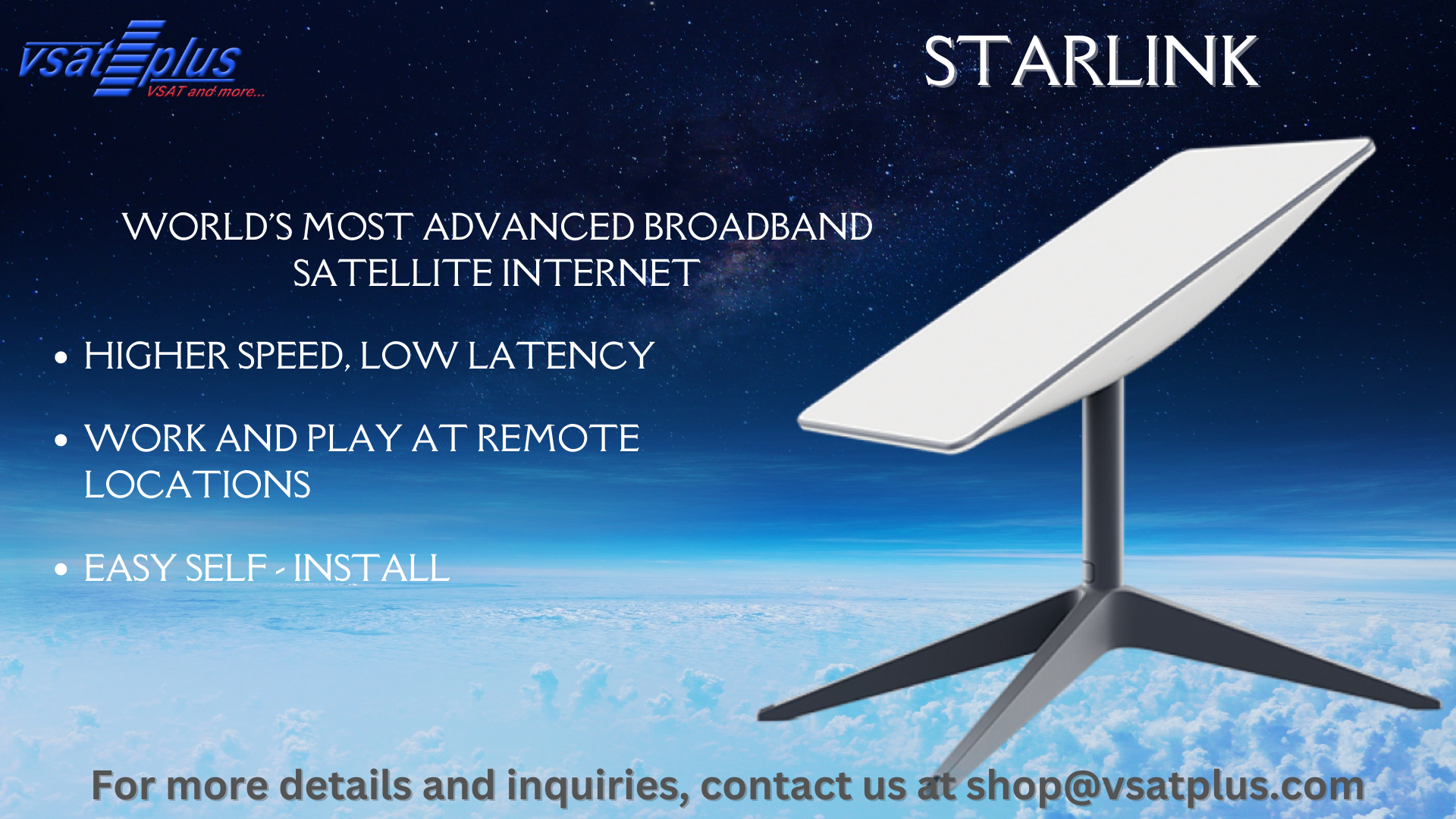 Starlink Terminal with 3 Months Service Plan - VSATPlus