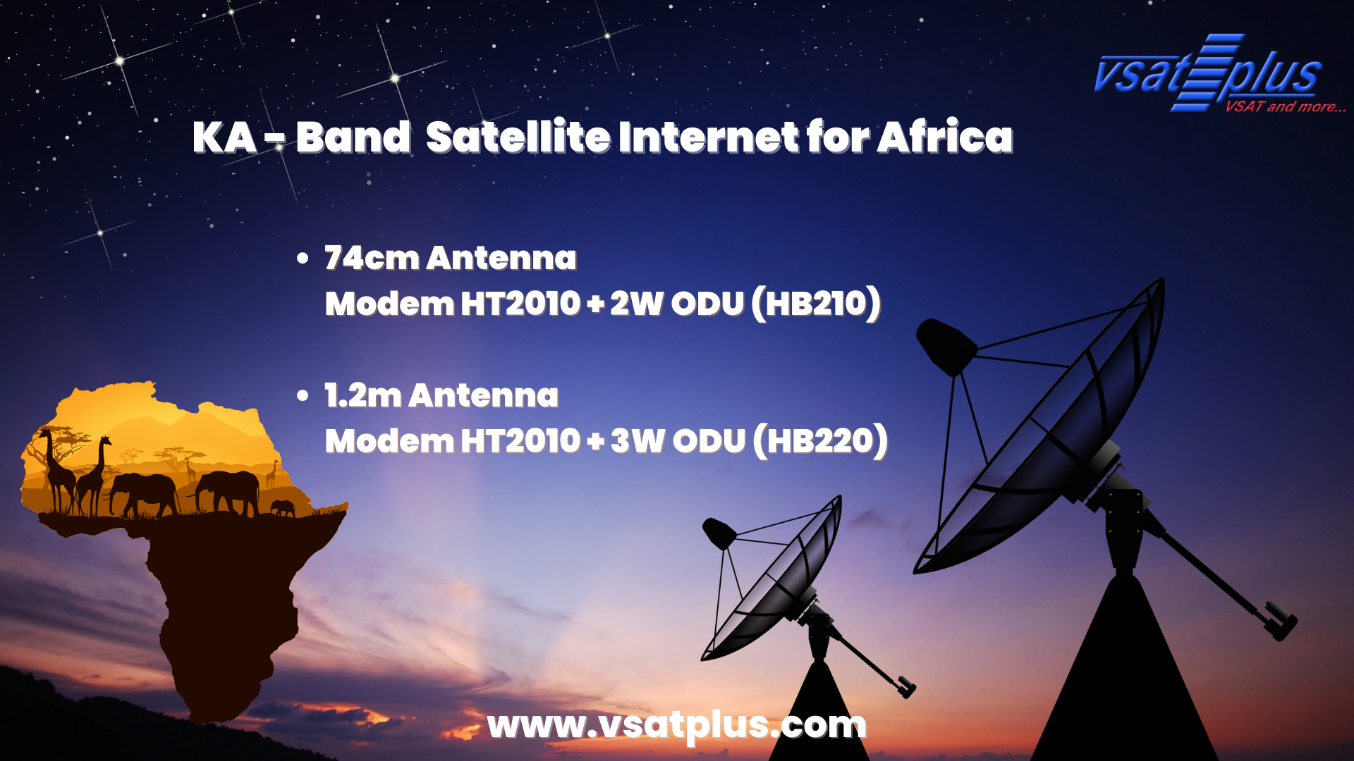 Ka Band High Speed Satellite Internet For Africa VSATPlus